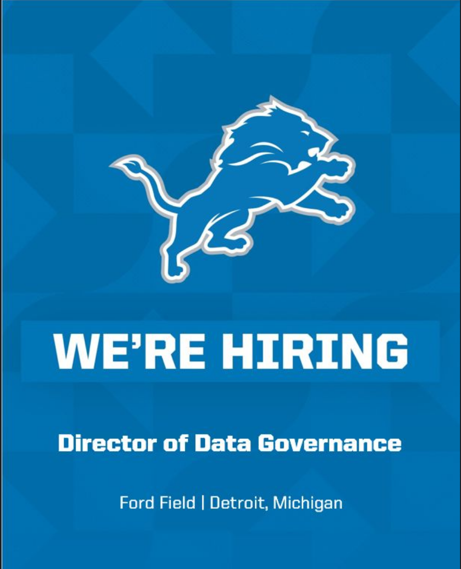 Director of Data Governance - Detroit Lions (Detroit · MI) | Sports ...